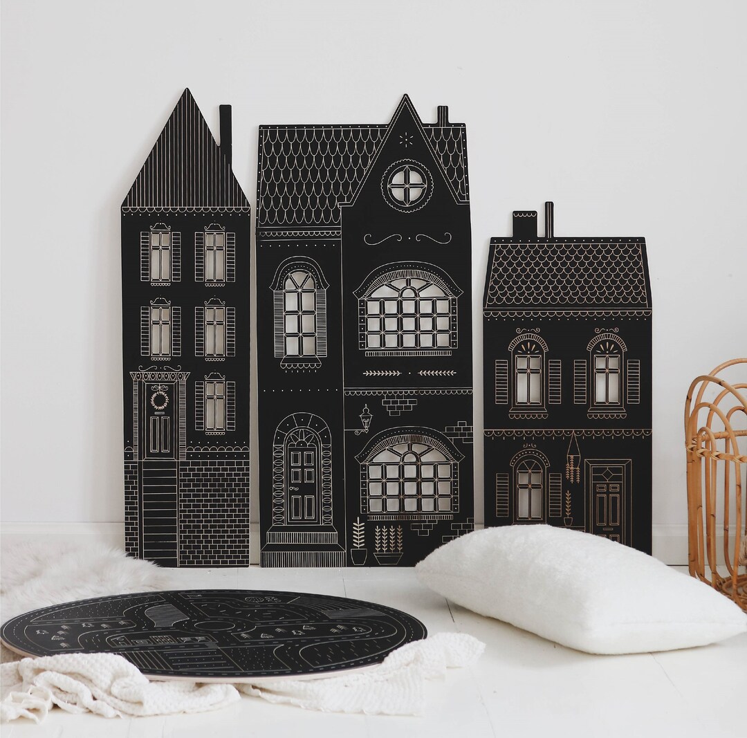 Large Tenement House, Chaolkboard, Walldecor, Wallart, Wooden Toy, Kids ...