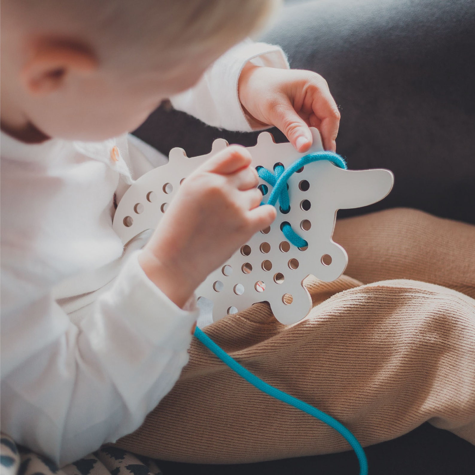 Freddie the Dinosaur Threading Board Wooden Toy, Montessori Toy, Lacing ...