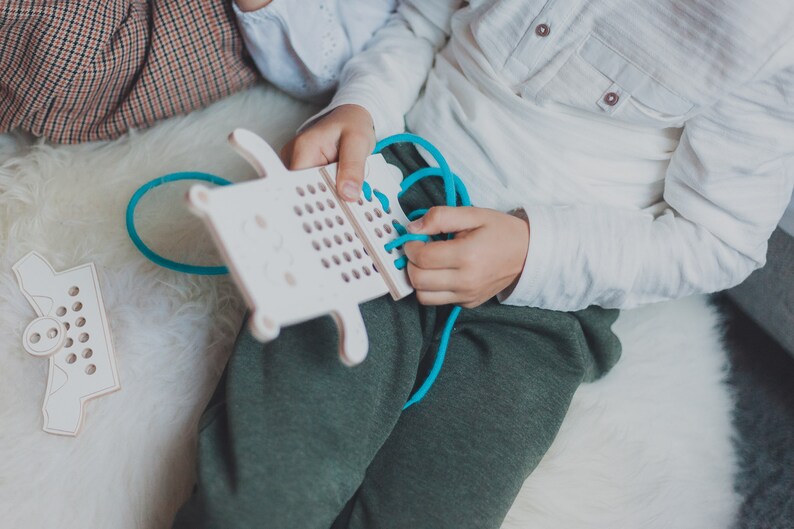 Mr. Teddy Bear Threading Board Wooden Toy Montessori Toy - Etsy