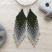 Moss Green Haze Color Block Gradient Bead Fringe Earrings - Etsy