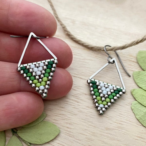 Beaded Triangle Earrings - Etsy