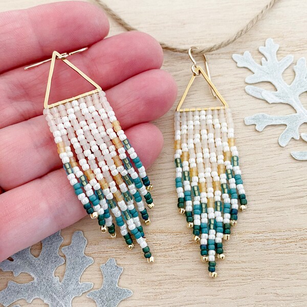 Beaded Triangle Earrings - Etsy
