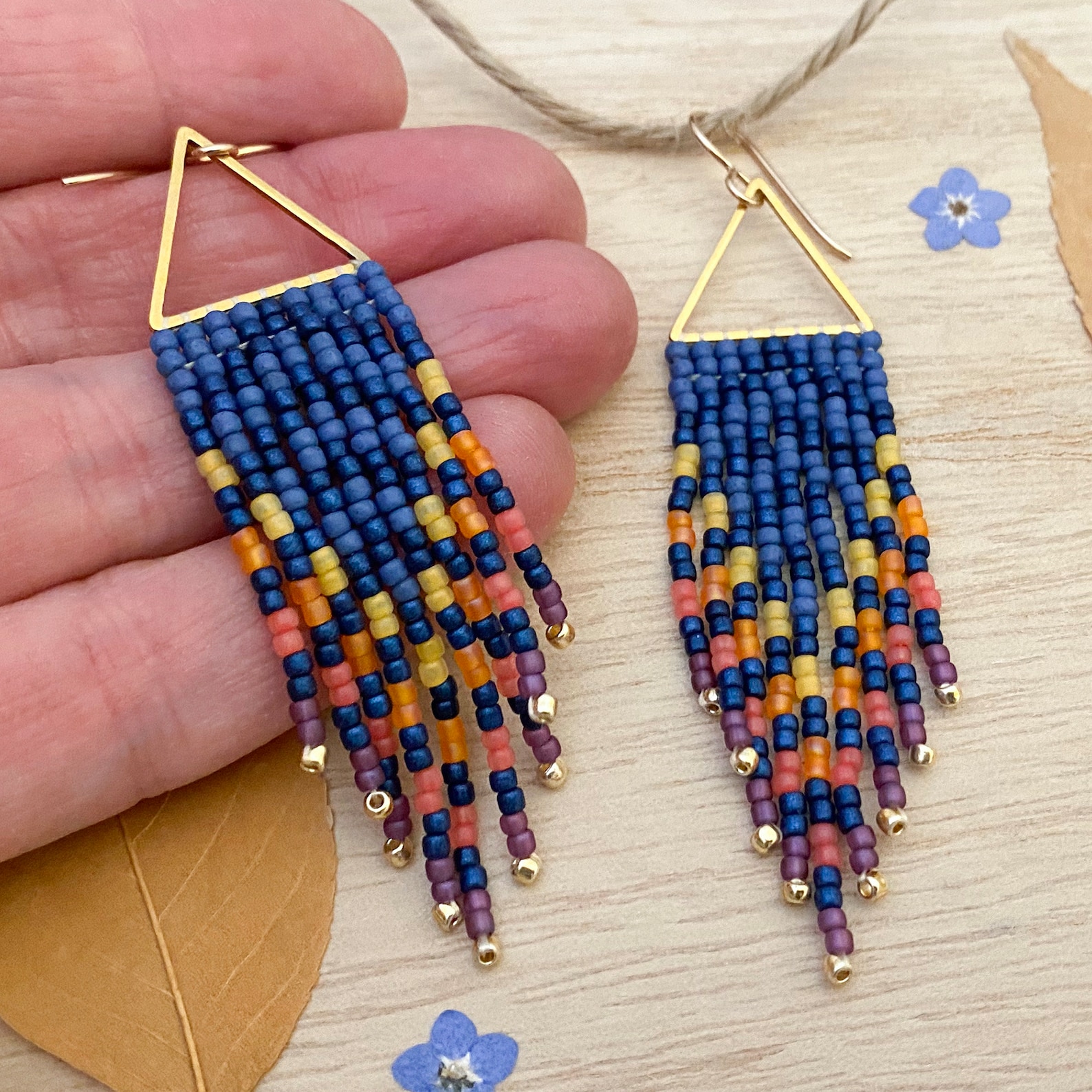 Sunrise Gold Triangle Bead Earrings - Etsy