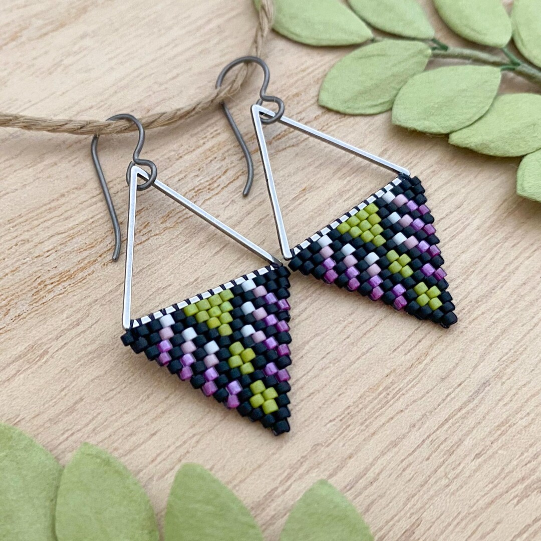 Wicked Geometric Beaded Triangle Earrings – Wicked Merch, Lightweight ...