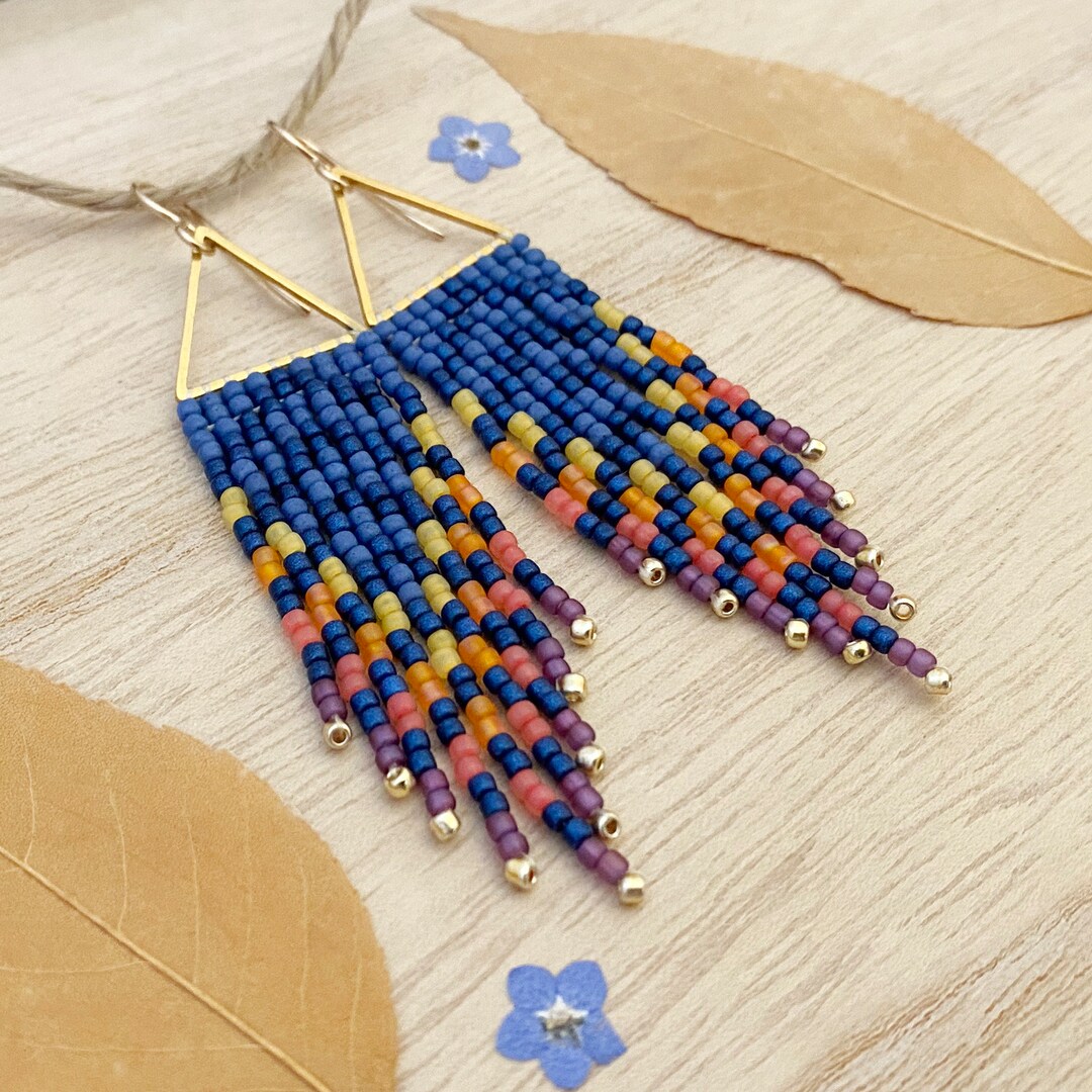 Sunrise Gold Triangle Bead Earrings - Etsy