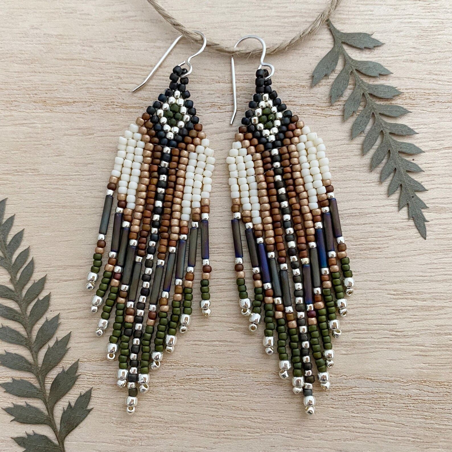 Western Spruce Fringe Seed Bead Earrings - Etsy