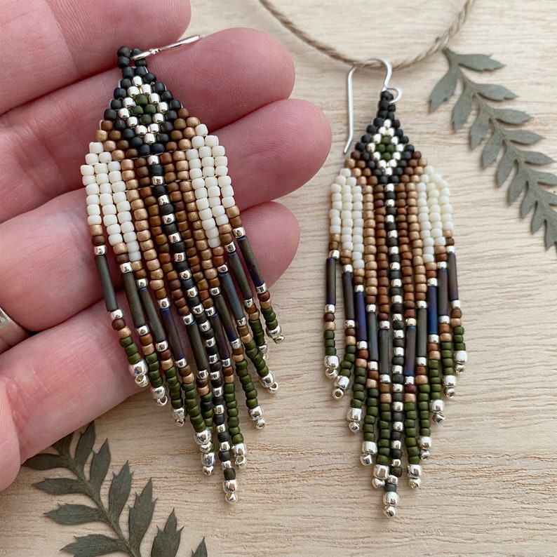 Western Spruce Fringe Seed Bead Earrings - Etsy