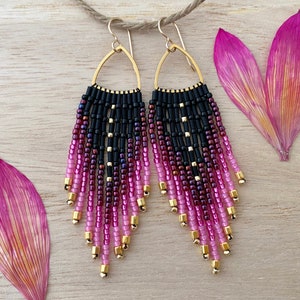 Drama Queen Hot Pink Triangle Bead Earrings - Etsy