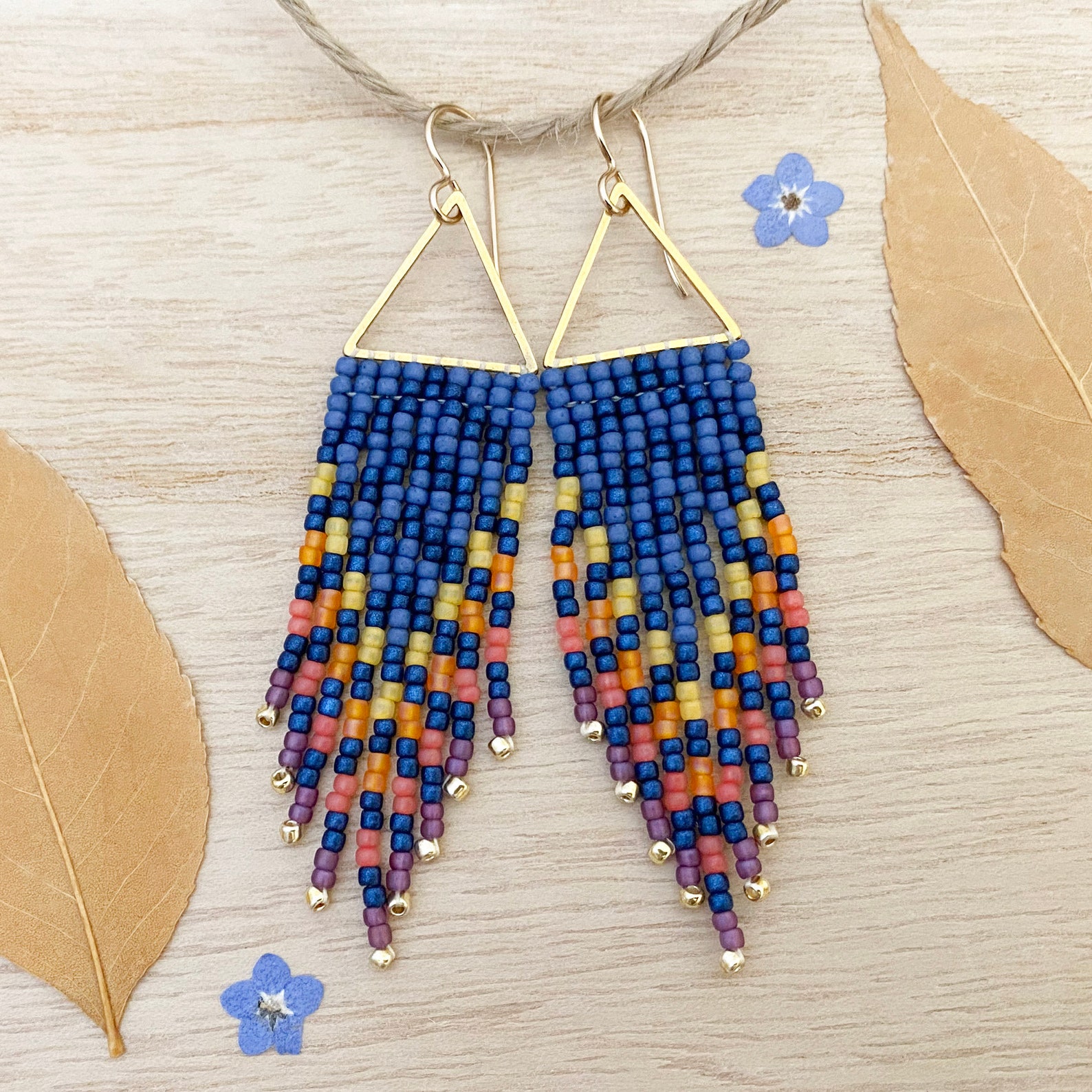 Sunrise Gold Triangle Bead Earrings - Etsy