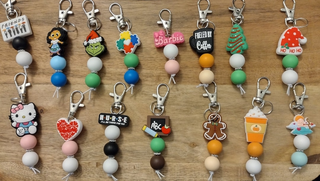 Silicone Bead Charm Keychain: Customizable Bag Clip - Etsy