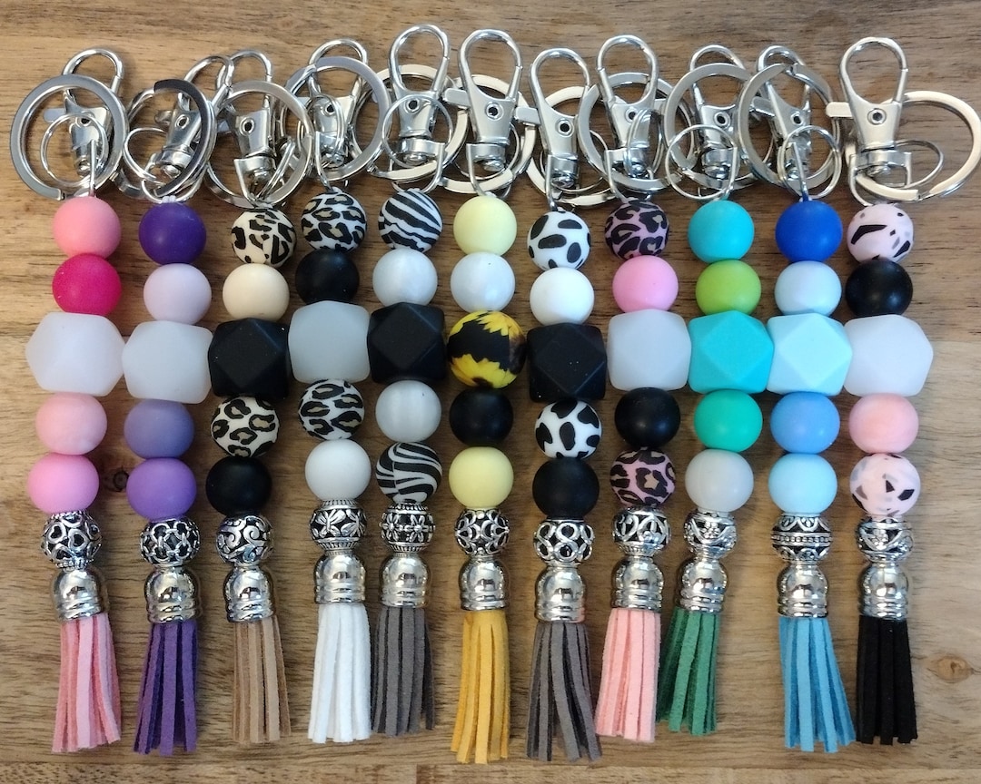 Silicone Bead Keychain Beaded Keychain Bridesmaid Gift Christmas Gift ...