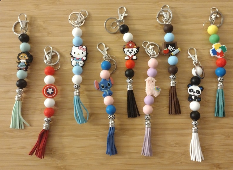 Silicone Beaded Keychain: Custom Charm Keychain - Etsy