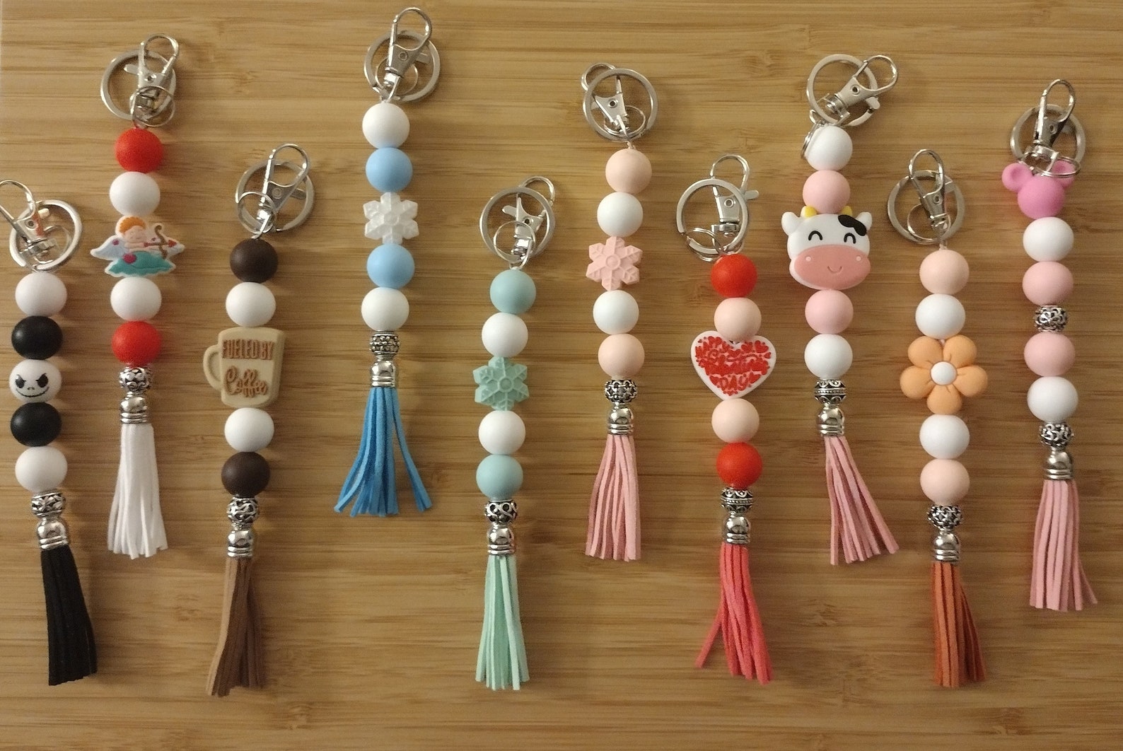 Silicone Beaded Keychain: Custom Charm Keychain - Etsy