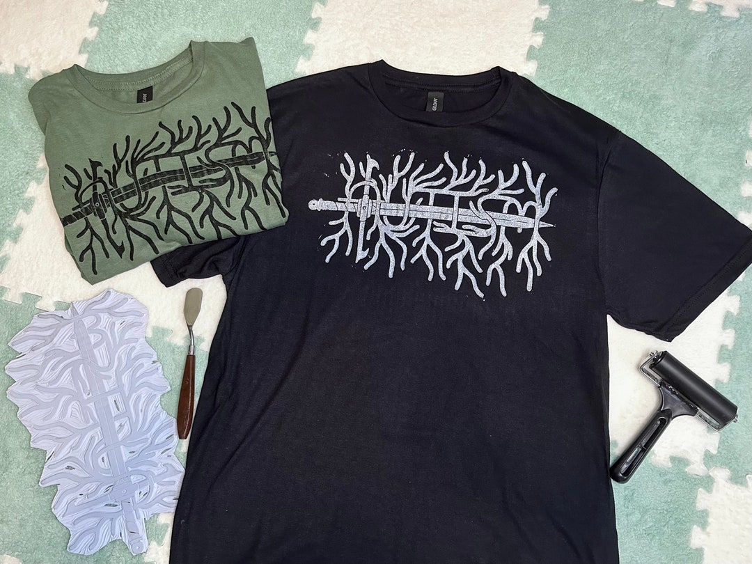 Autism Sword Shirt Sizes S-3XL Blockprinted Black or Green Tshirt, Made ...