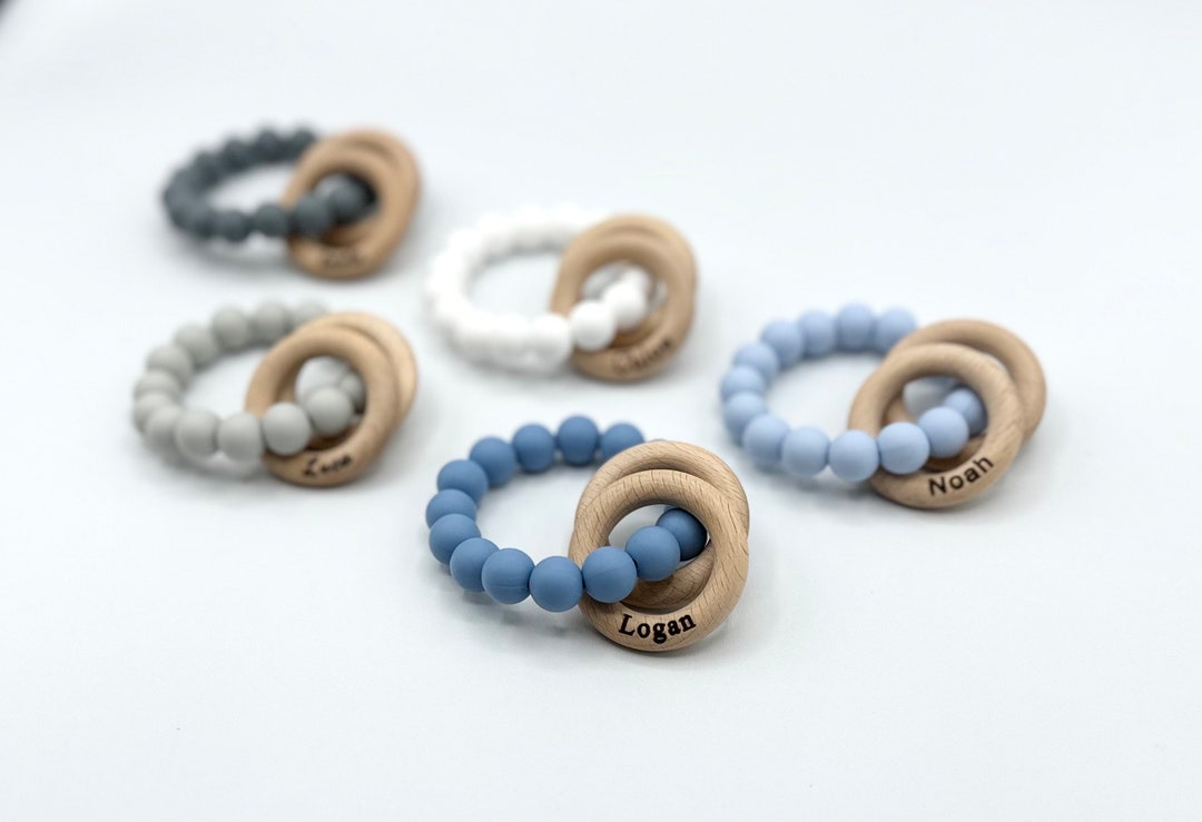 Personalized Pacifier Clip, Engraved Rattle Ring, Pacifier Holder ...