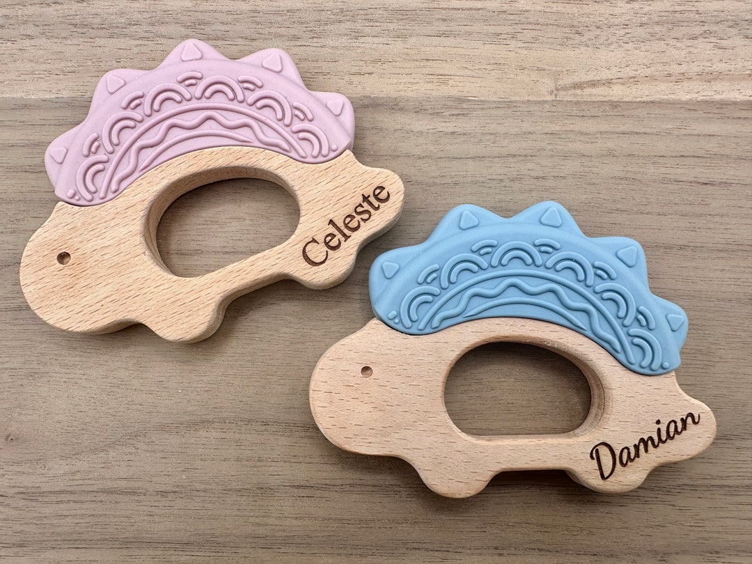 Personalized Teether Ring, Engraved Teether, Dinosaur Teething Ring ...