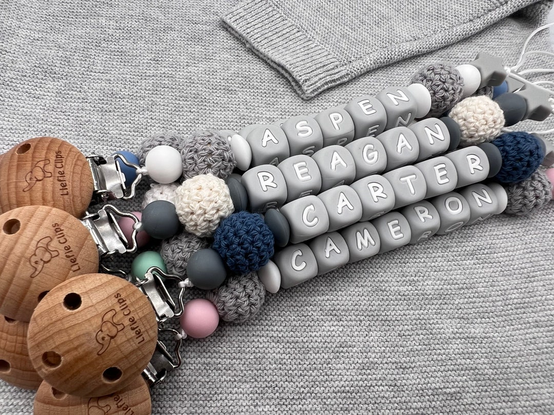 Pacifier Clip With Name, Personalized Pacifier Clip, Crocheted Pacifier ...