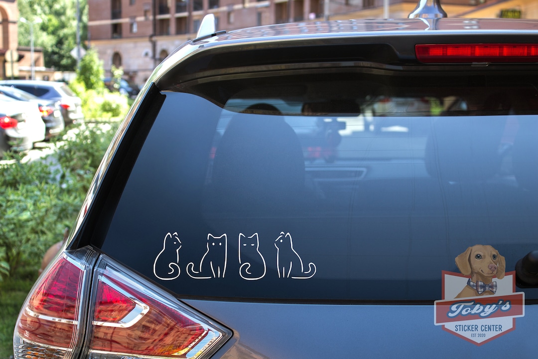 Four Cats: Funny, Cute, Kitty, Kitten, Pet, Sticker, Decal, Cup, Mug ...