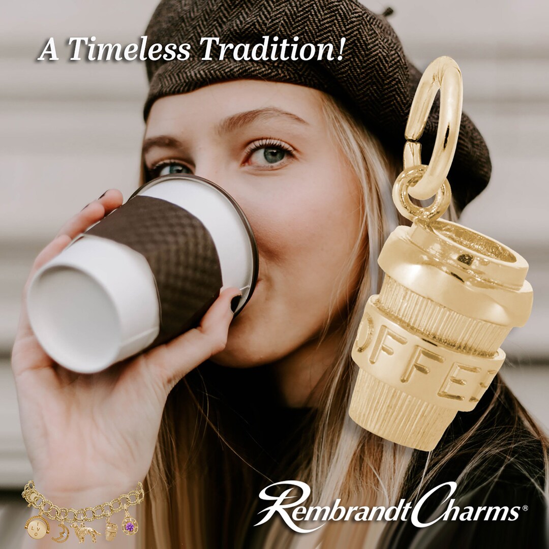 Silver or Gold Coffee Cup Charm by Rembrandt Charms, Coffee Mug Charms ...