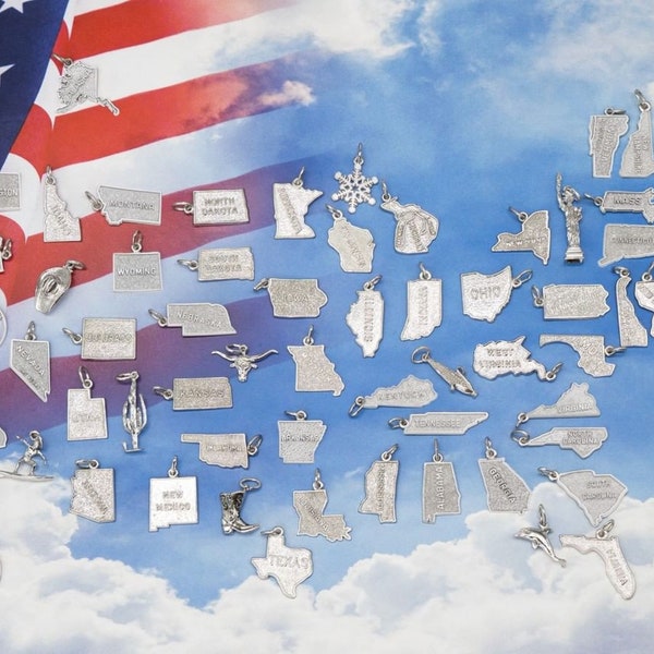 Sterling Silver Charms of the United States - Etsy