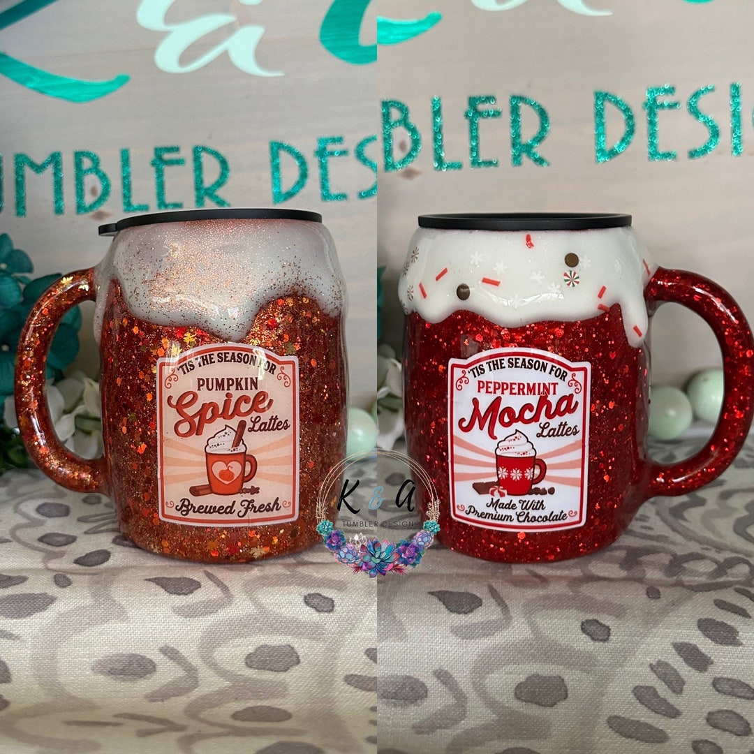 Pumpkin Spice/ Peppermint Mocha Coffee Glitter Tumbler/mug - Etsy