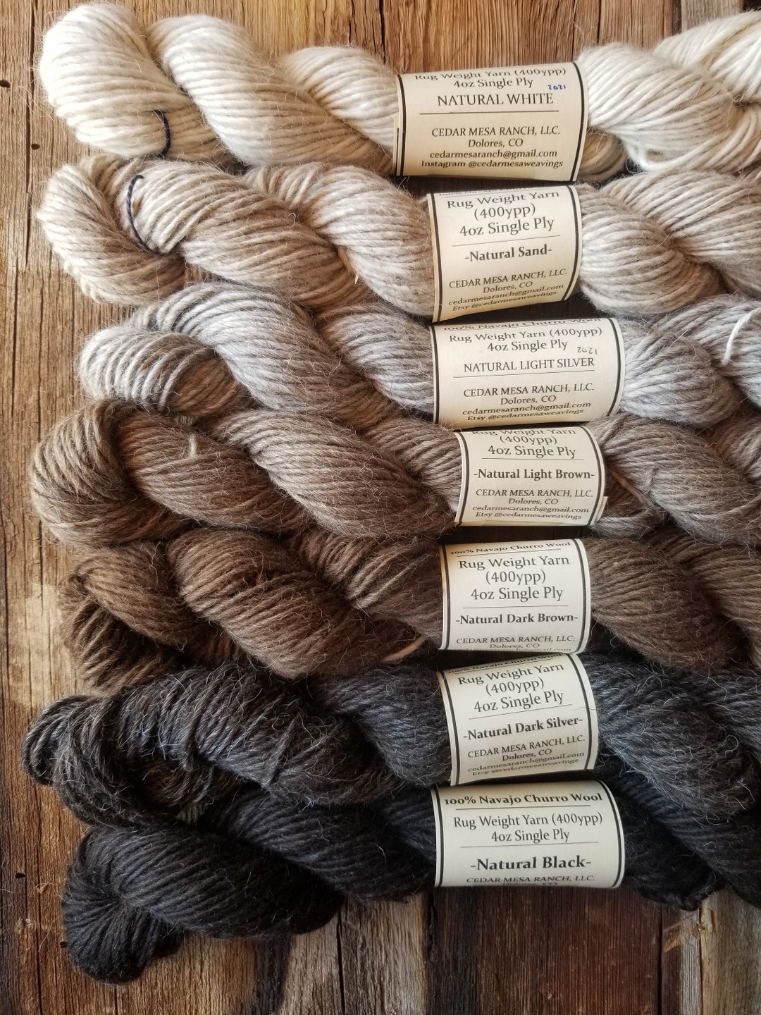 RUG NATURAL COLORS- Navajo Churro Weaving Yarn- Rug Weight (400 Ypp ...