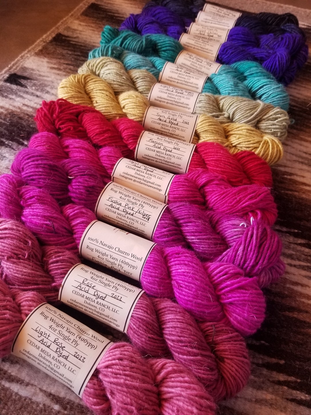 RUG ACID DYED Navajo Churro Weaving Yarn Rug Weight 400 Ypp Individual ...