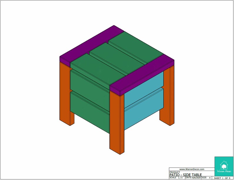 Patio Side Table Build Plans PDF File Instant Download - Etsy