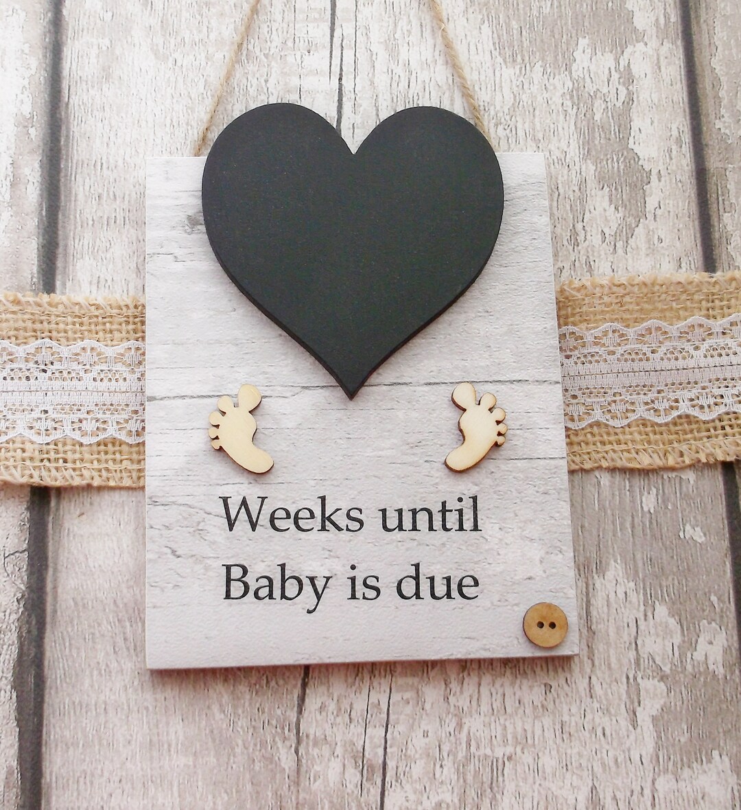 Weeks Until Baby is Due Wooden Countdown Plaque - Etsy