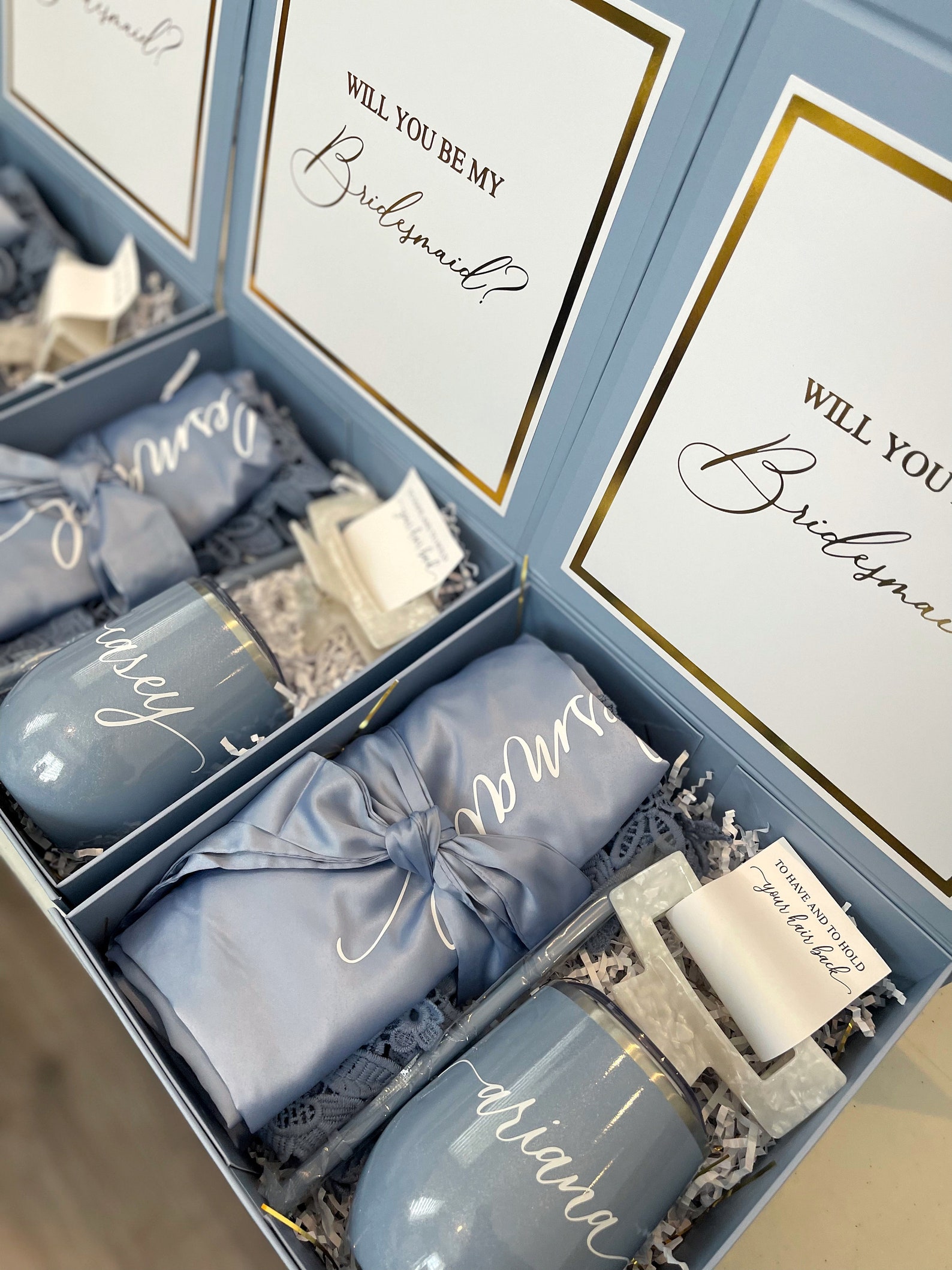 Bridesmaid Box, Bridesmaid Proposal Box, Dusty Blue Bridesmaid ...