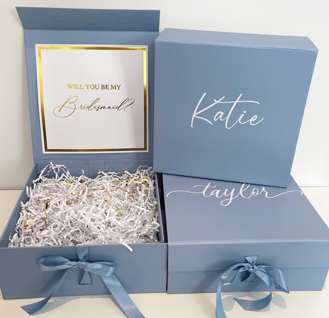 Personalized Dusty Blue Bridesmaid Proposal Box: Dusty Blue Wedding ...