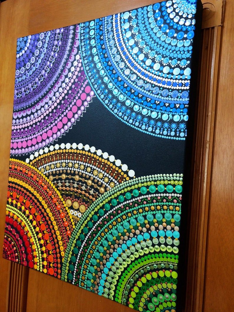 Mandala Dot Painted on Canvas Wall Art Mandalas Canvas Painted ...