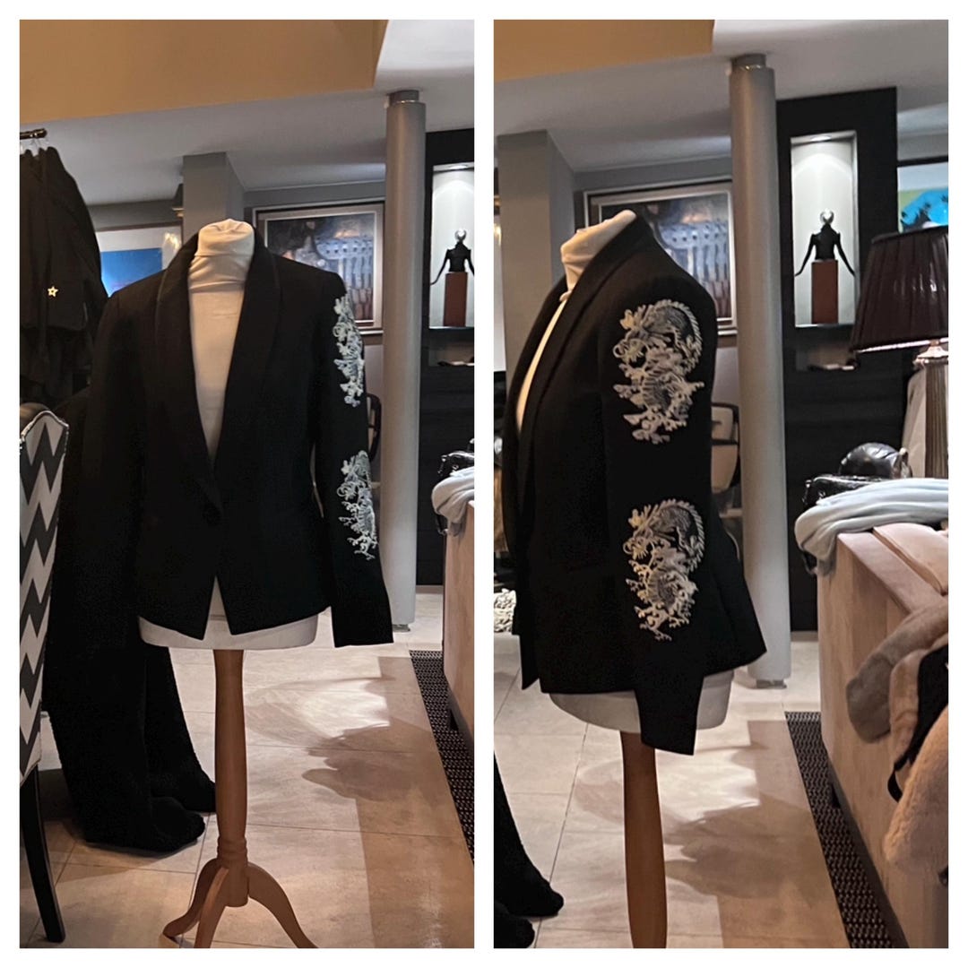 Black Jacket With Dragons One One Sleeve Size 12 - Etsy