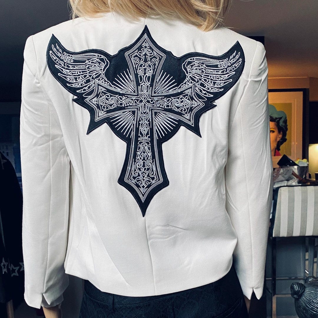 White Military Style Open Jacket With Chevrons Medals and Winged Cross ...