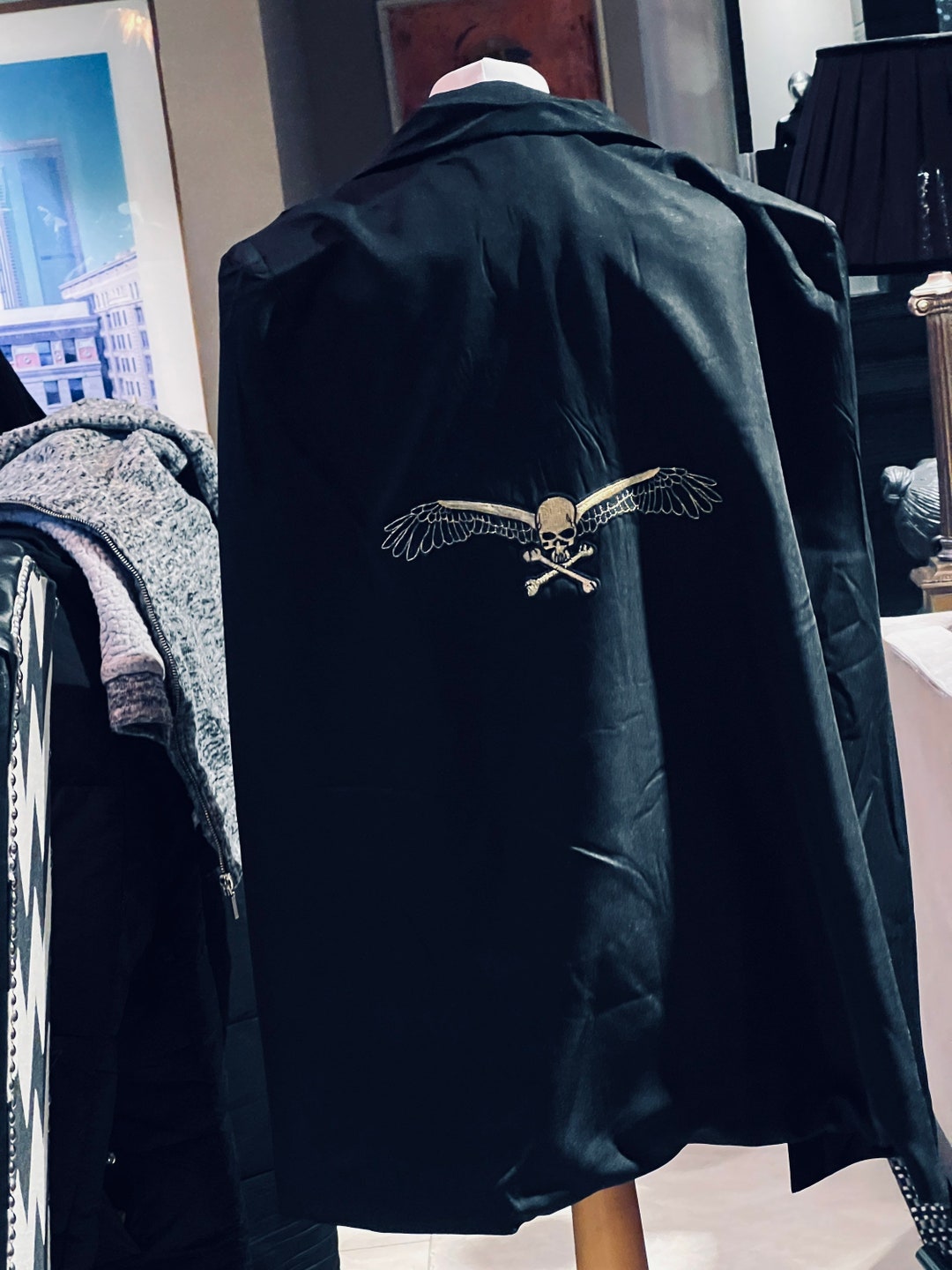 Black Military Style Cape – Gold Skull & Chevron Detail, UK 10-16 - Etsy