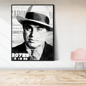 Al Capone Print | Man Cave Decor | Mobster Print | Black & White Pop ...
