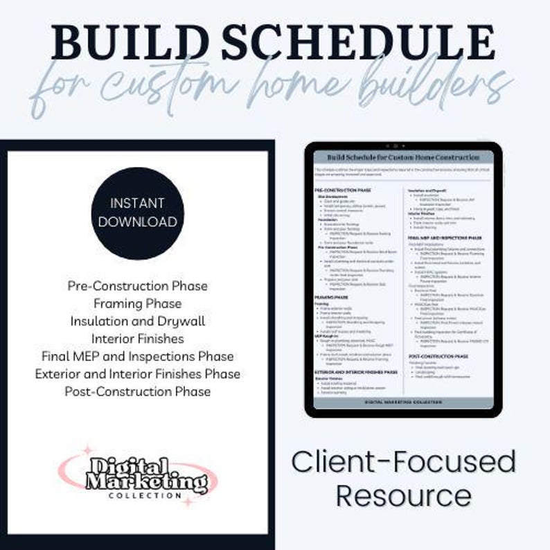 Editable Build Schedule Template for Home Construction | Canva Template ...