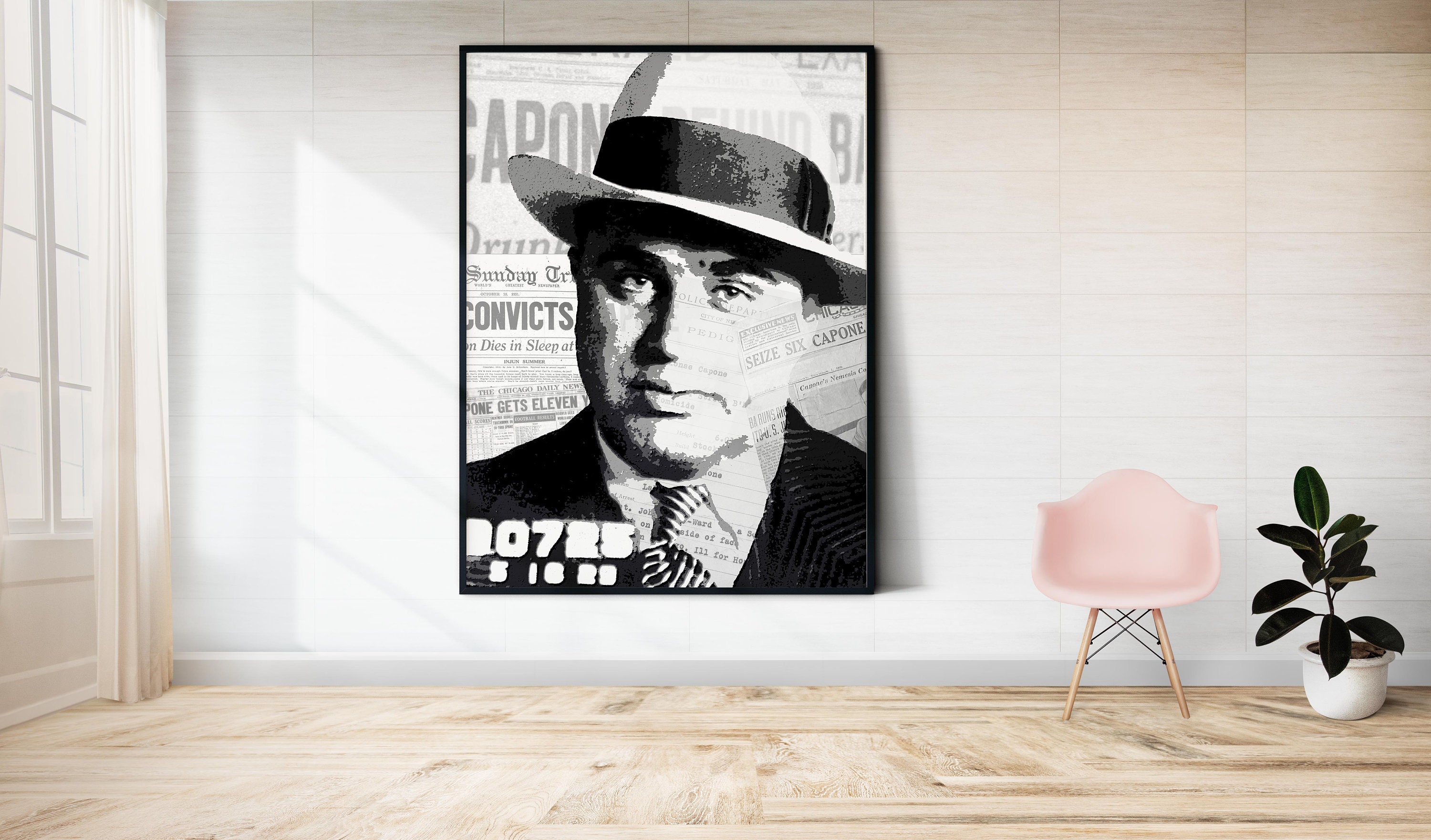 Al Capone Print | Man Cave Decor | Mobster Print | Black & White Pop ...