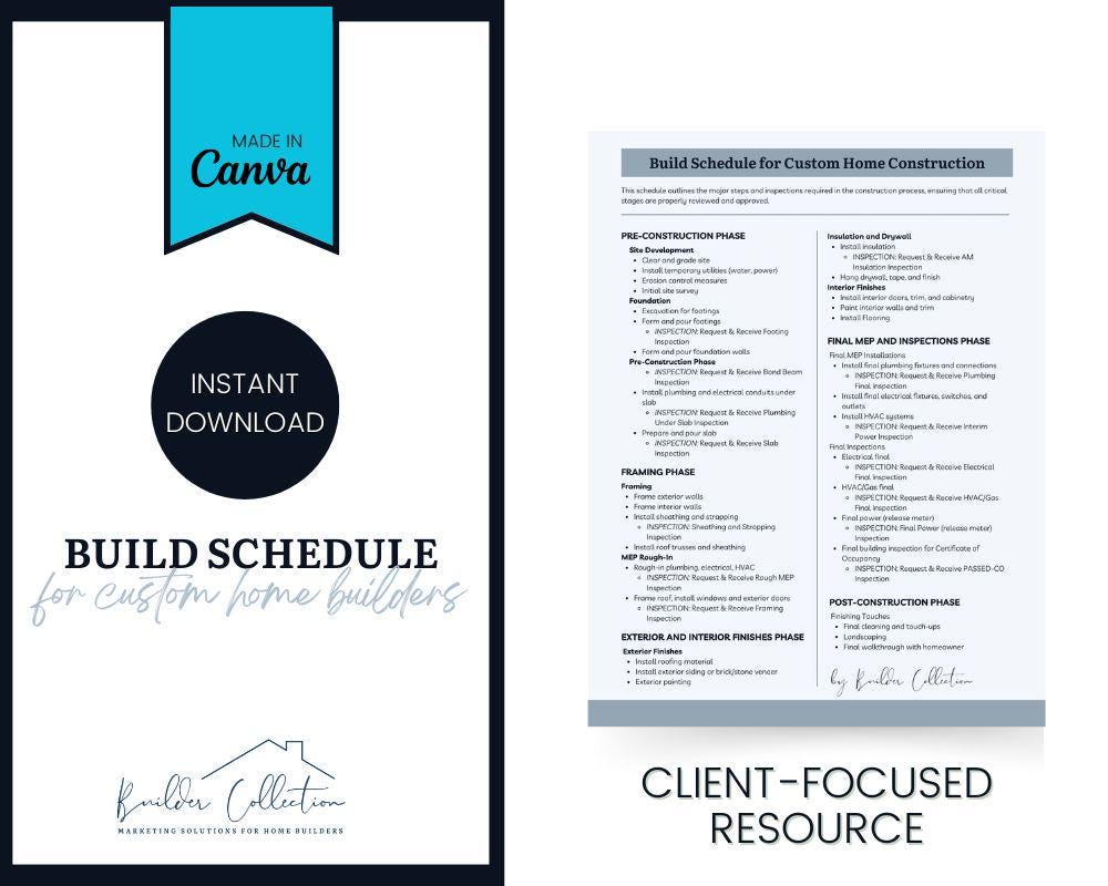 Editable Build Schedule Template for Home Construction Canva Template ...