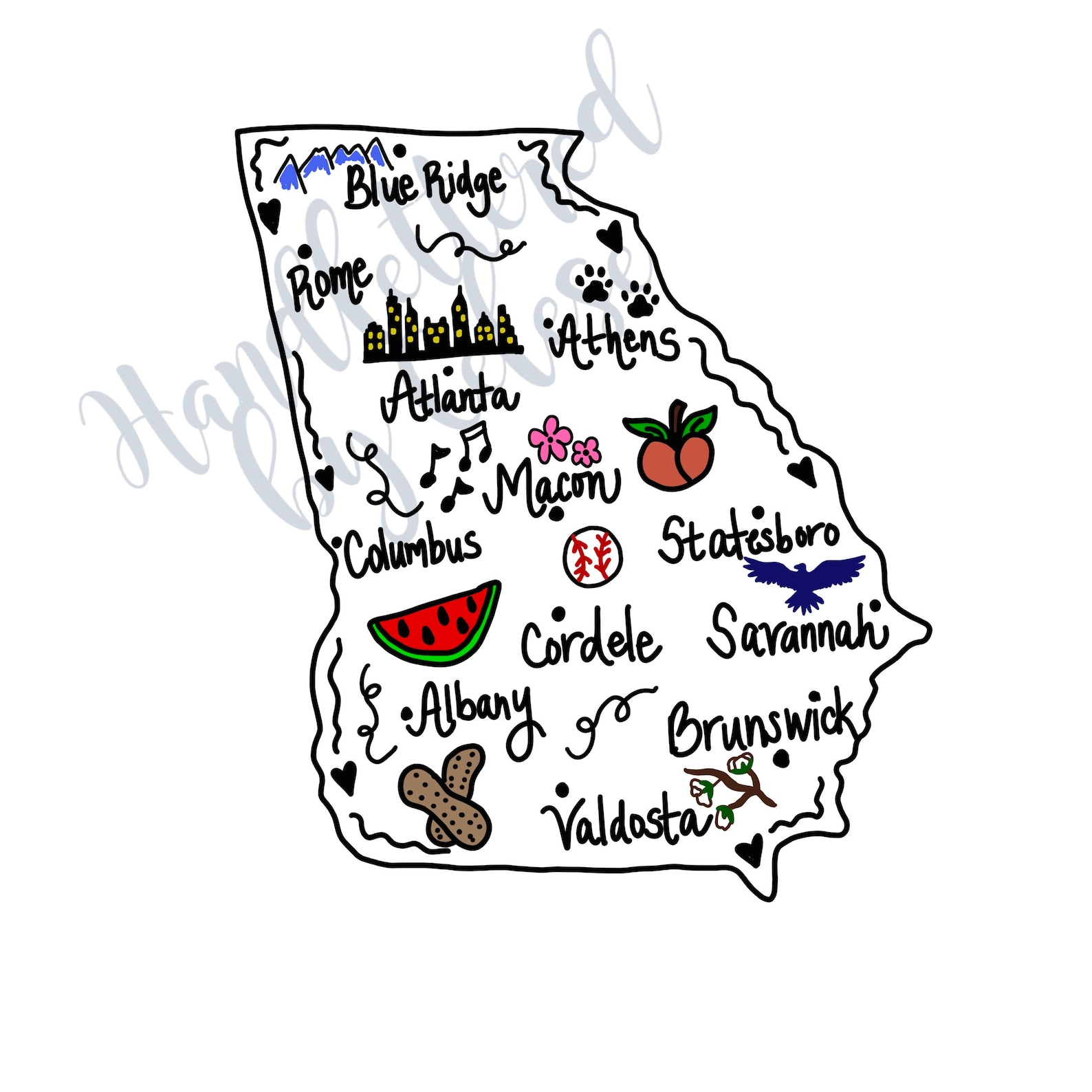 State of Georgia, Svg,png,jpg,and Pdf Files Digital Only Handlettered ...