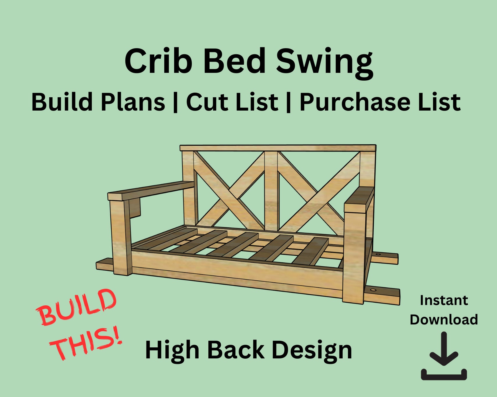Crib Swing Bed Build Plan - Farmhouse Design - Supplies List, Cut List ...