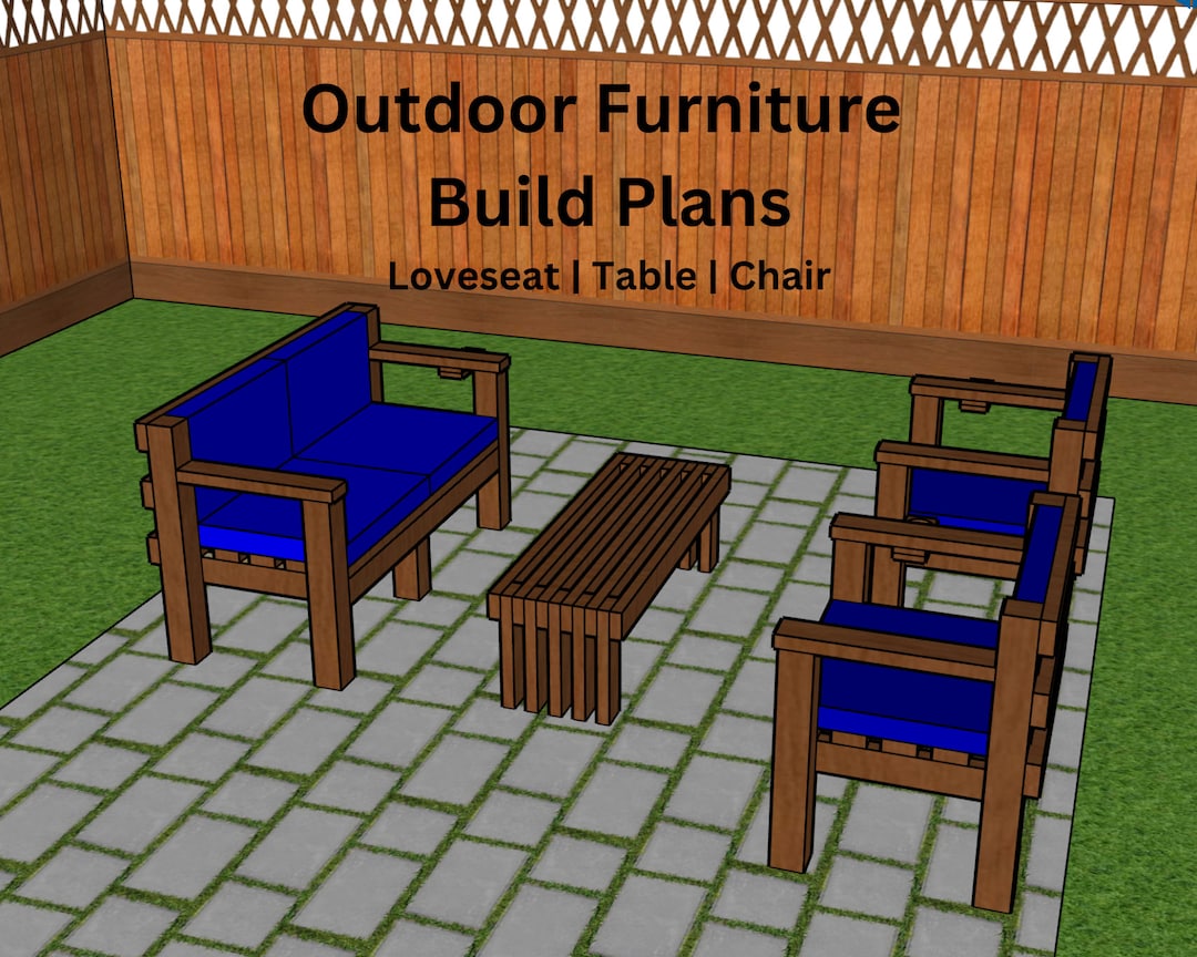 THREE Outdoor Furniture Build Plans - Loveseat, Chair, Coffee Table ...