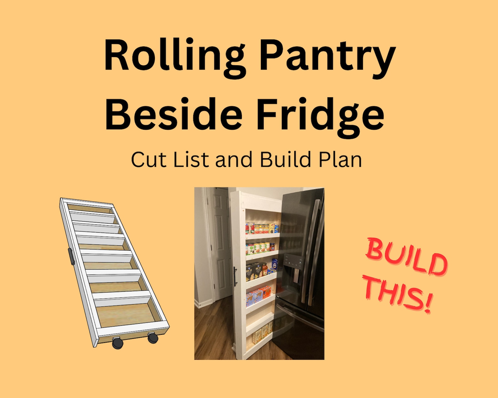 Rolling Pantry Beside Fridge Build Plan Supplies List, Cut List ...