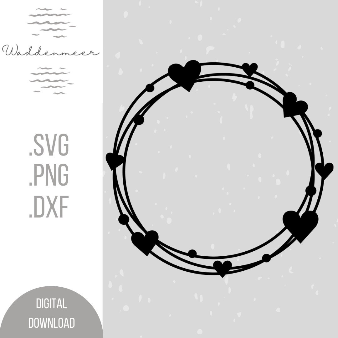 Kranz Türkranz mit Herzen und Kugeln Plotterdatei für Plotter png svg dxf Plotten Vektor ...