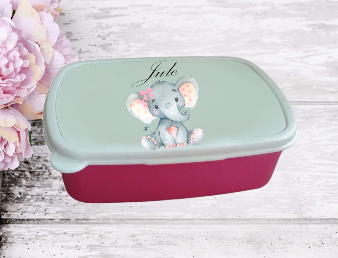 Personalized Lunch Box Name Elephant Pink Girls Children Nursery School ...