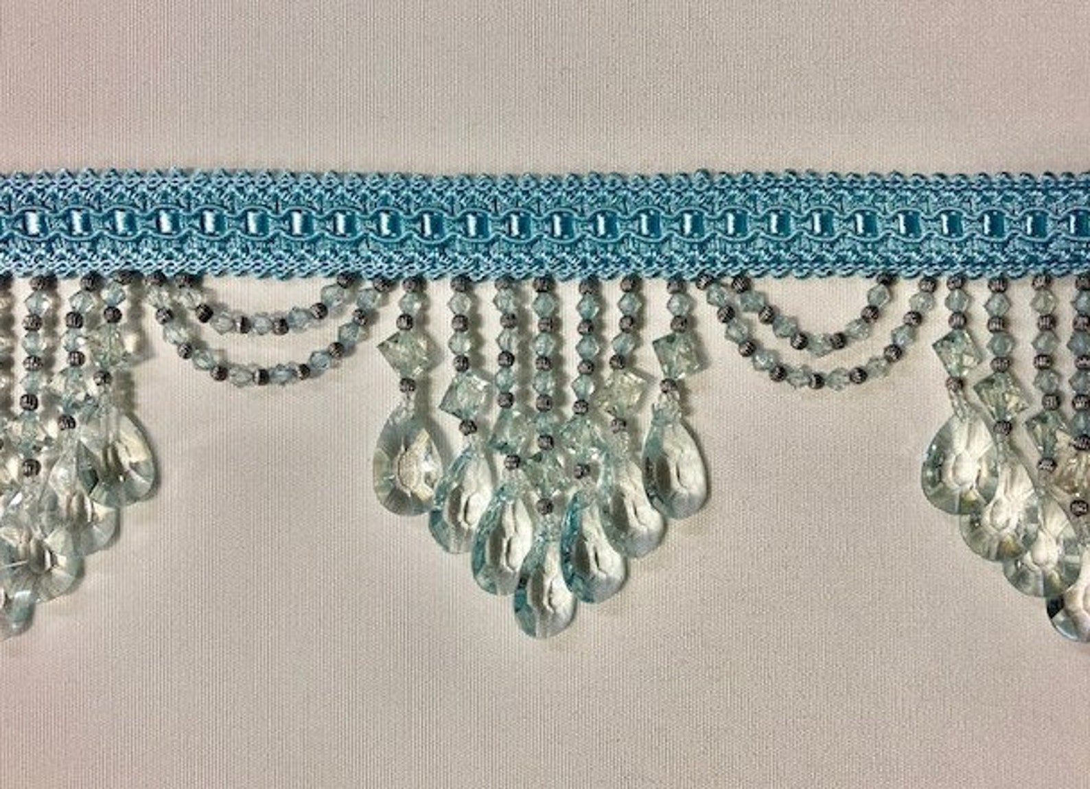 4.25 Light Blue Lucite Crystal Beaded Fringe Trim - Etsy