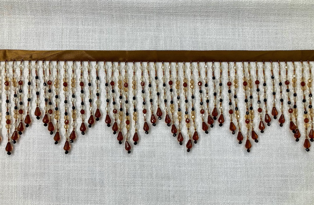 Brown Multi Crystal Beaded Fringe Trim 5" Width CBF-38/8 Upholstery ...