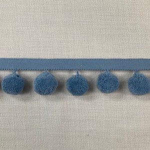 French Blue Jumbo Designer Pom Pom Fringe 2.25" Width Trim 24 Handmade ...