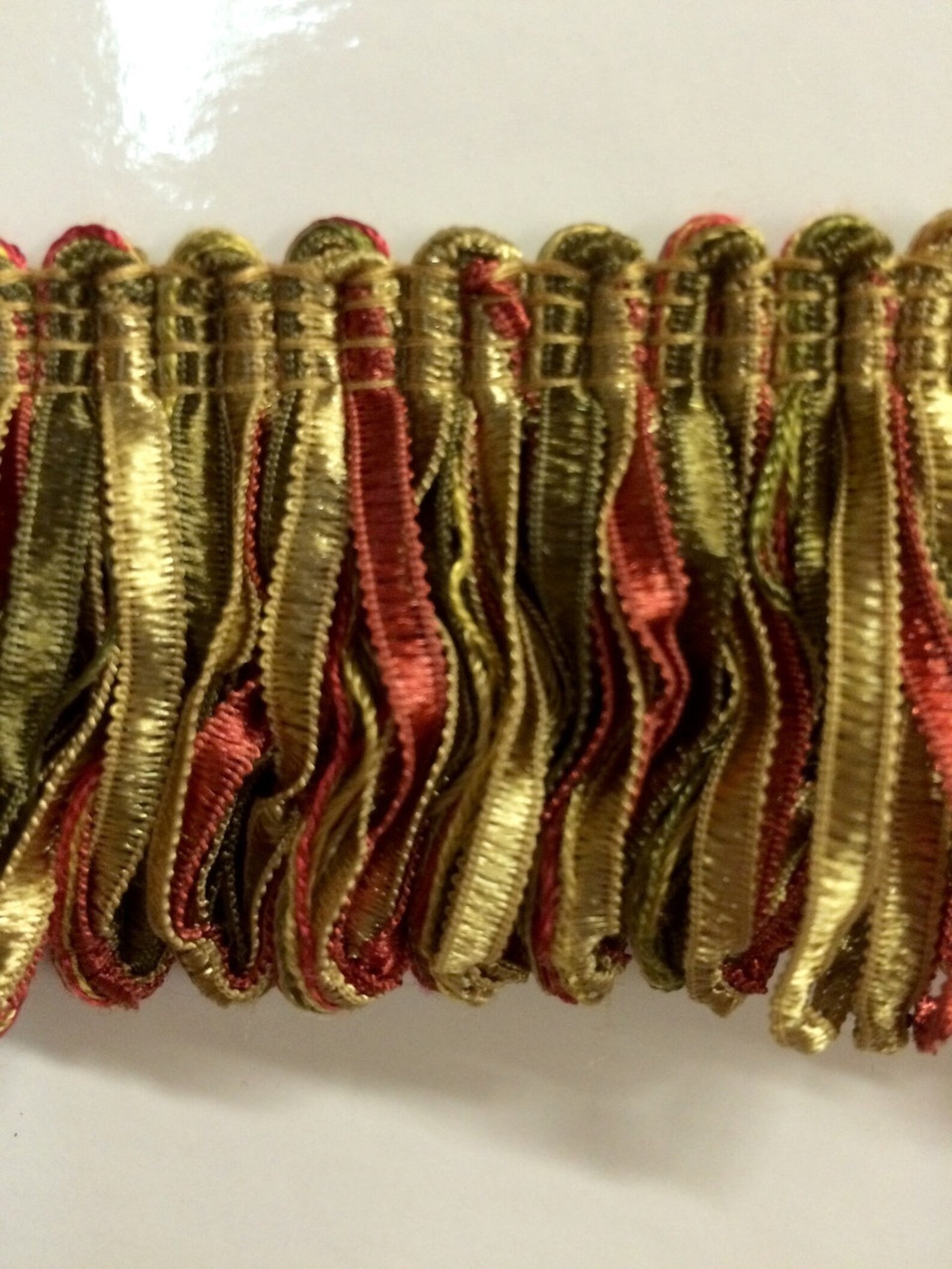2 Cranberry Gold & Green Loop Ribbon Fringe Trim - Etsy