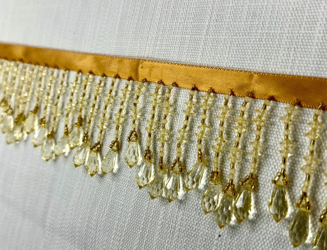 3 Light Gold Crystal Beaded Fringe Trim CBF-19/12 Sold by the Yard ...